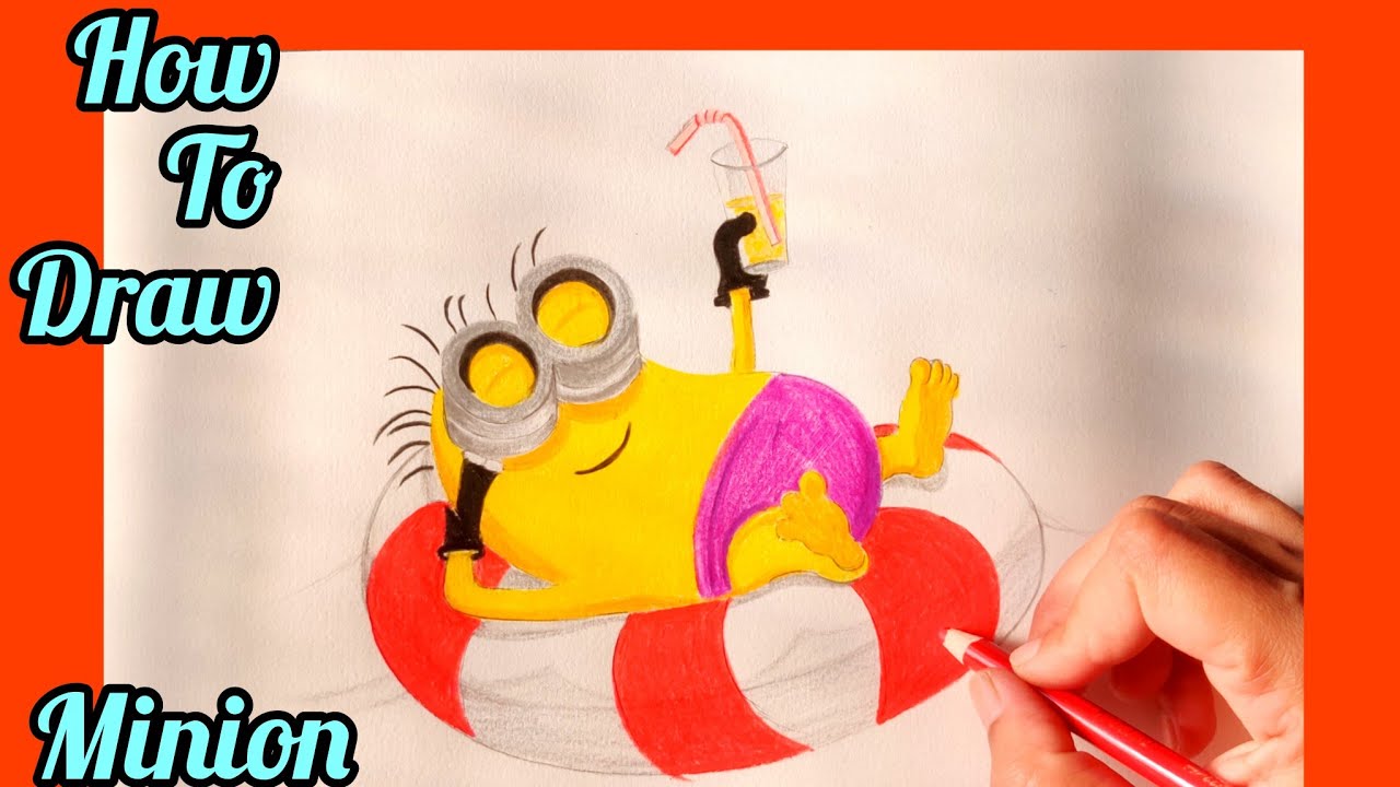 How to draw a cute Minion Swimming | Step by Step Easy Drawing Tutorial ...