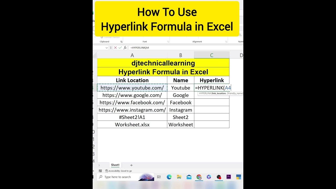 How To Use Hyperlink Formula in Excel | Hyperlink Function in Excel #hyperlink #microsoftexcel # ...