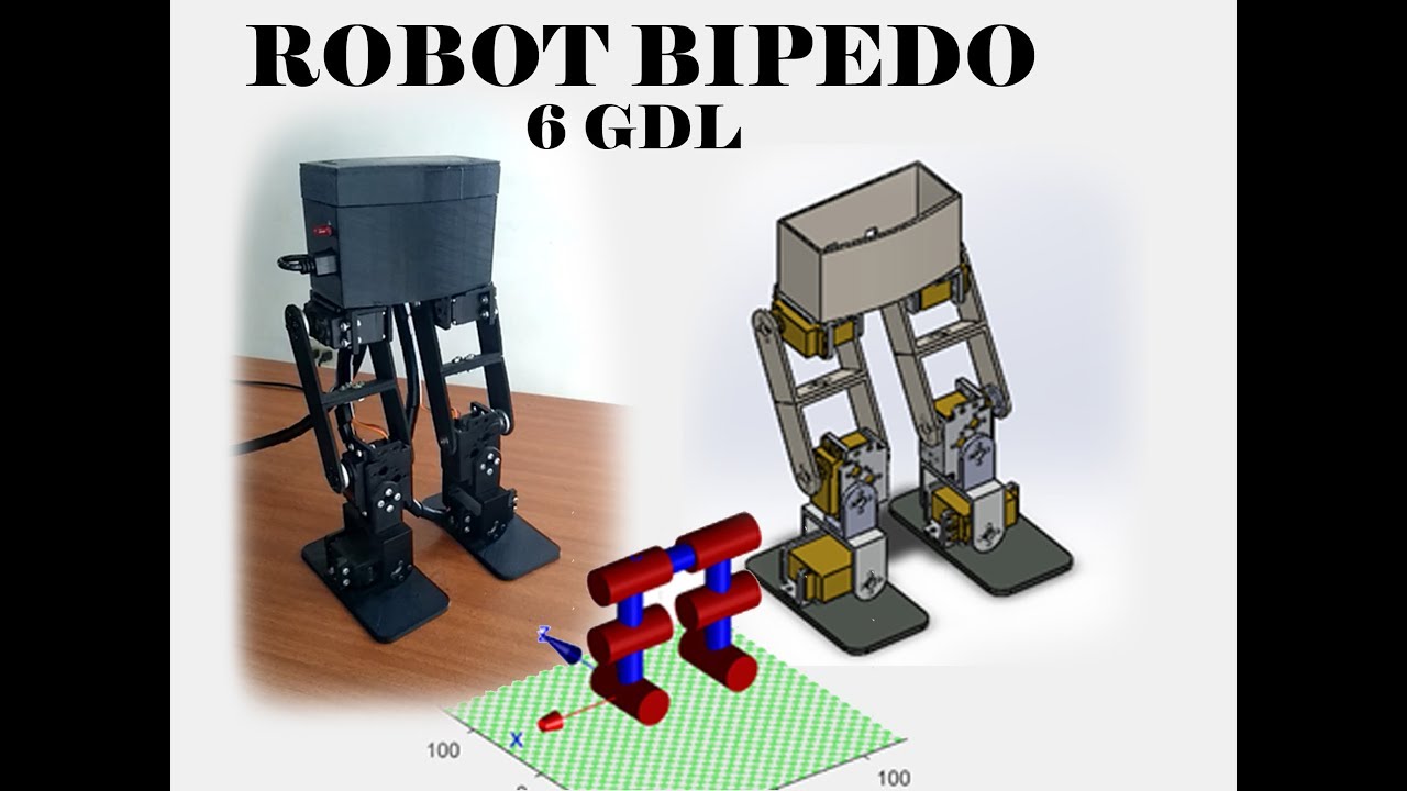 Diseño y desarrollo de un robot bipedo de 6 grados de libertad - YouTube