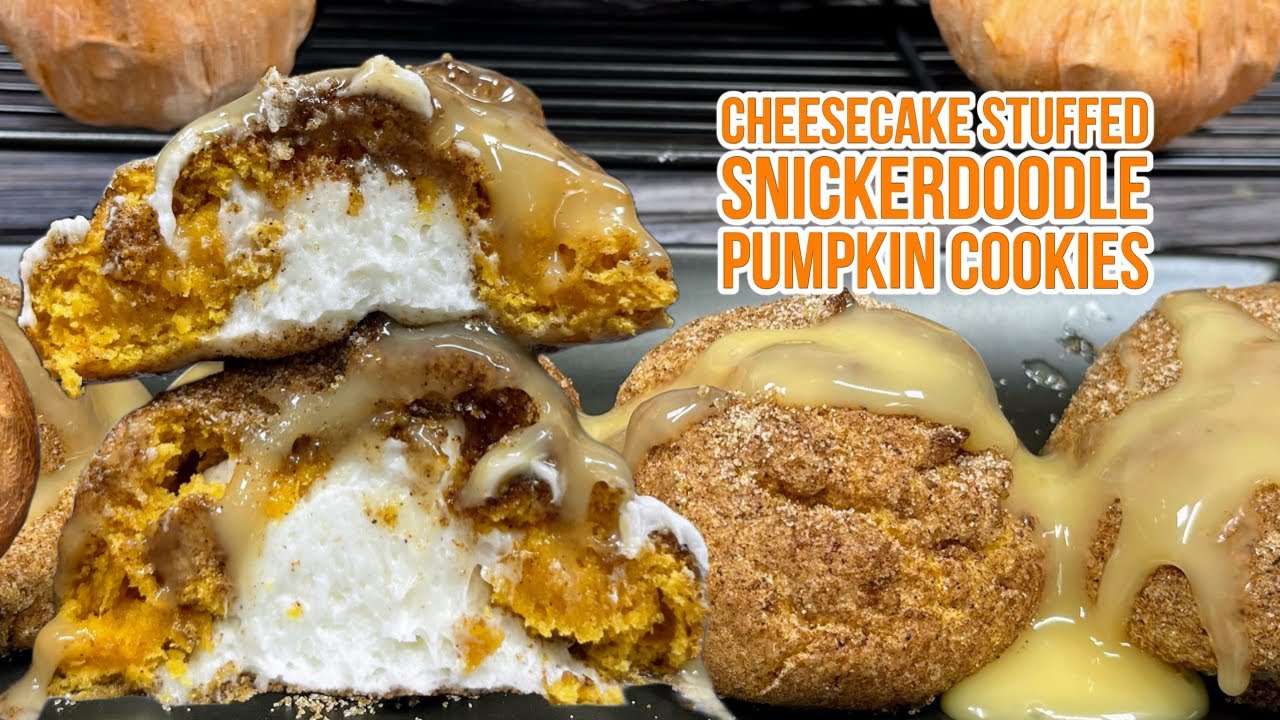 Cheesecake Stuffed Snickerdoodle Pumpkin Cookies Recipe - YouTube