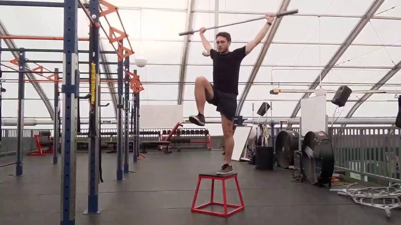 Barbell Overhead Step-Up + Knee Drive: Fás Movement Training - YouTube