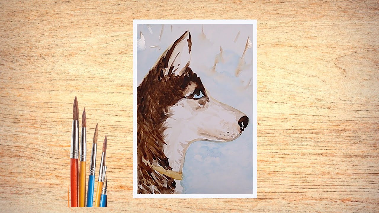 53. How To Paint A Husky With Watercolor - YouTube