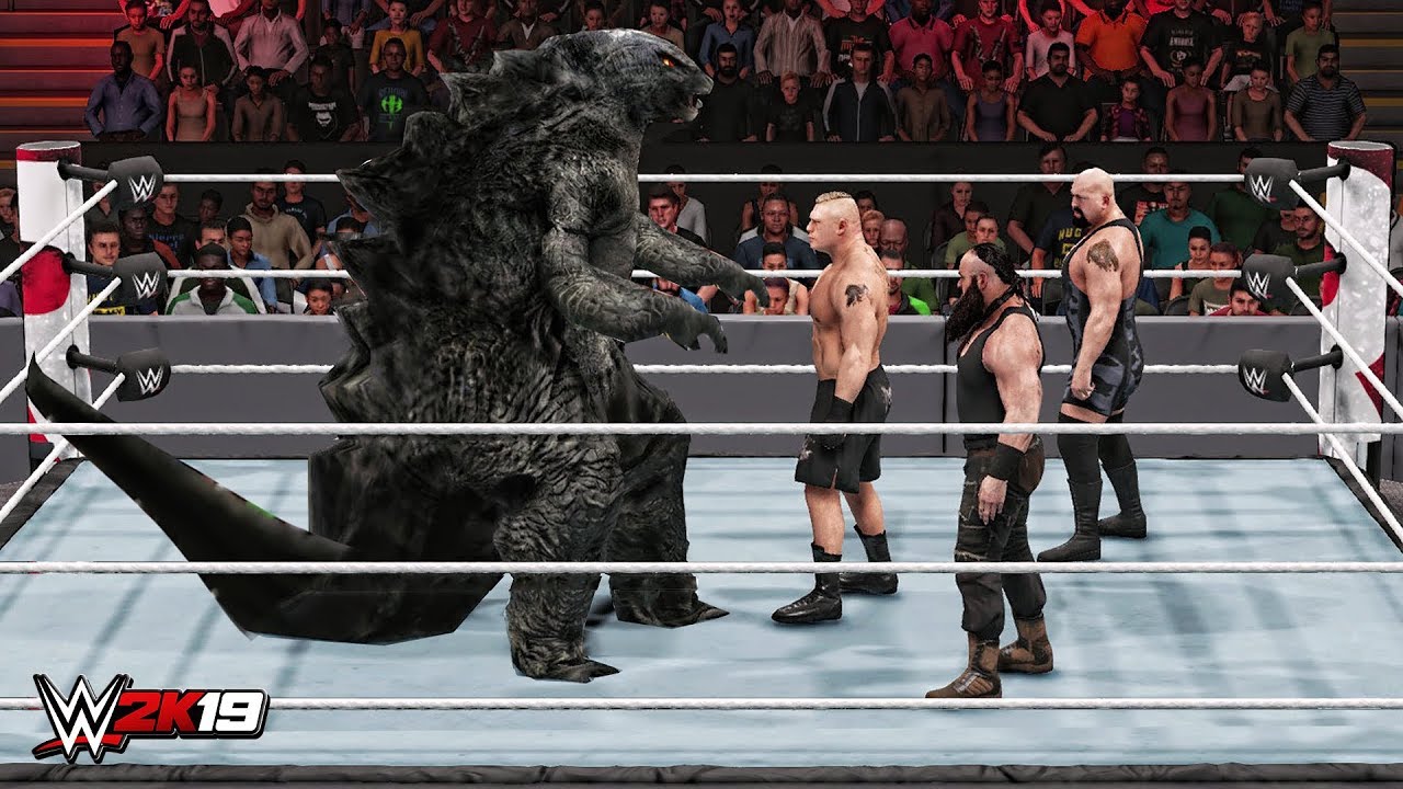 WWE 2K19 Giant Godzilla vs Mini Brock Lesnar, Mini Braun Strowman ...