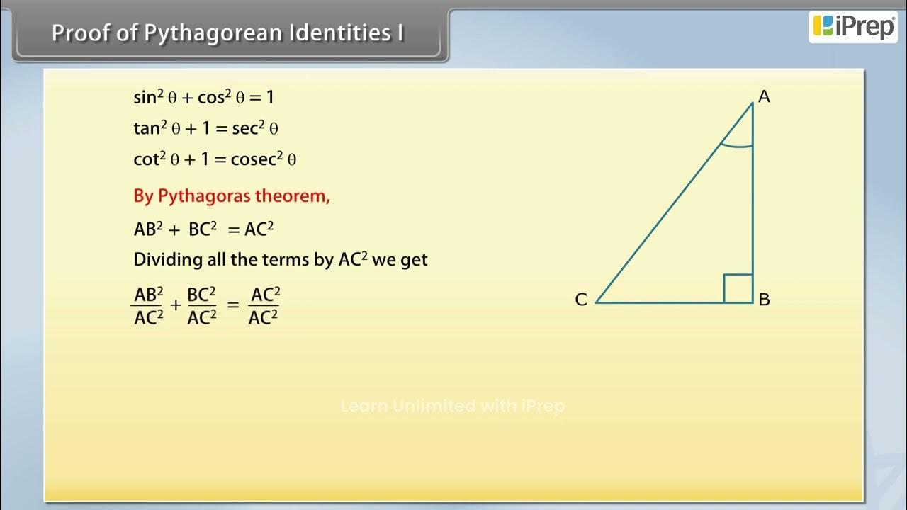 Proof of Pythagorean Identities I |Introduction to Trigonometry| Math ...