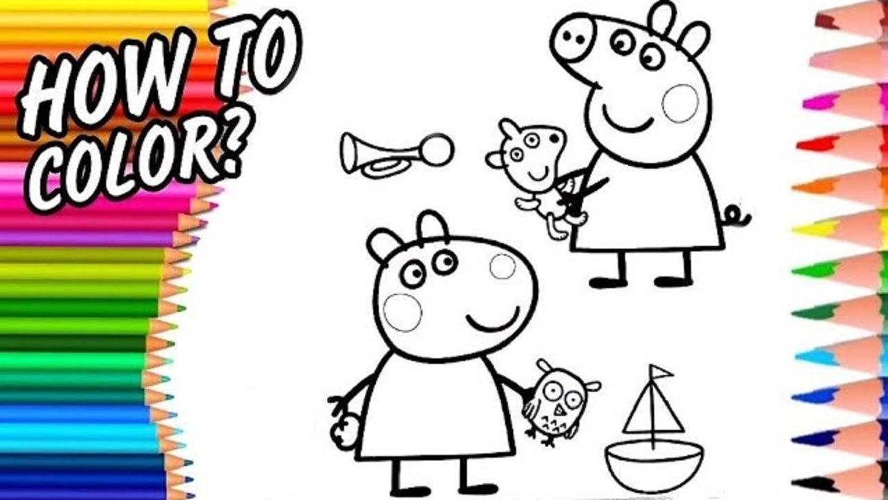 How to color Peppa Pig and Suzy Sheep / Coloring book for kids ...