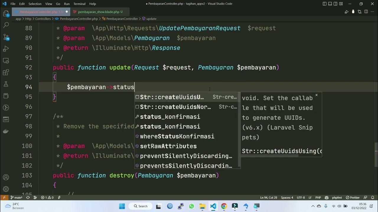 Laravel Proyek #93 Konfirmasi Pembayara oleh Operator - YouTube