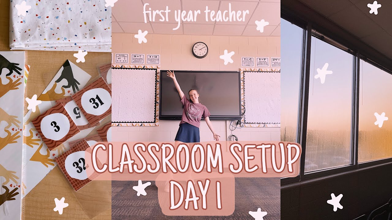 CLASSROOM SET UP DAY 1! // FIRST YEAR TEACHER - YouTube