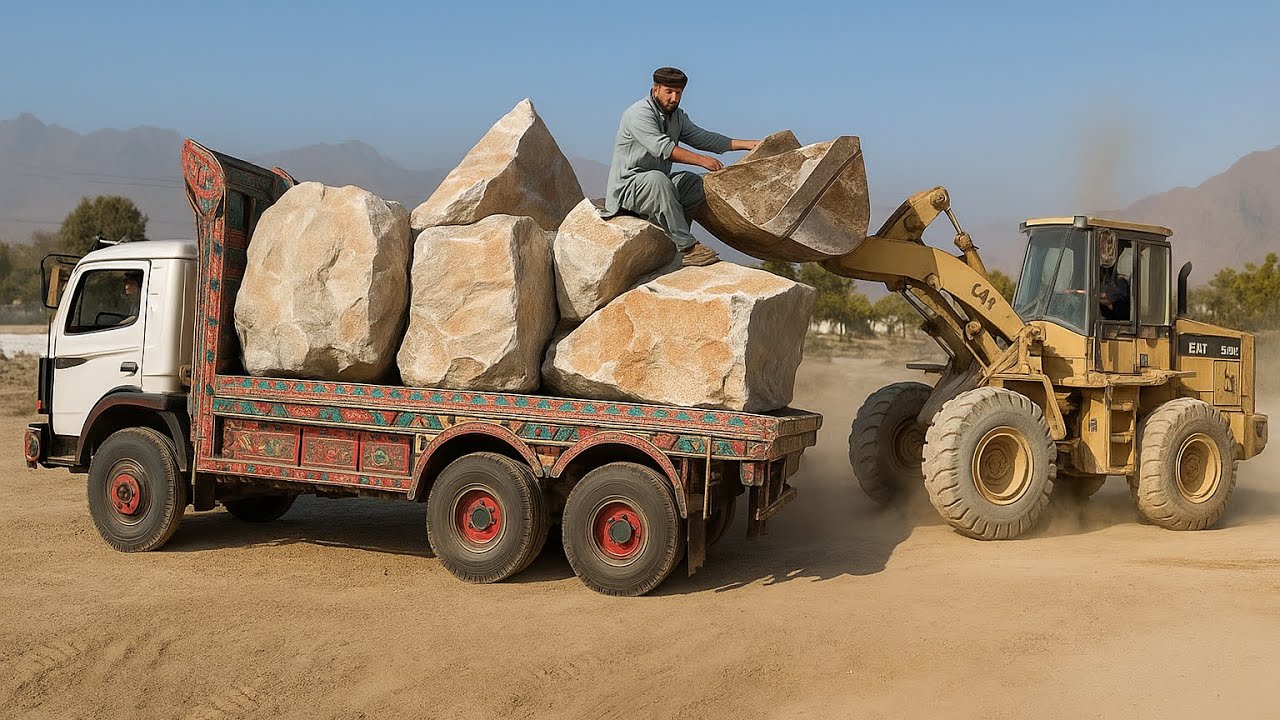The process of Making Marble From Huge Taurk Unloading Stone Mass ...