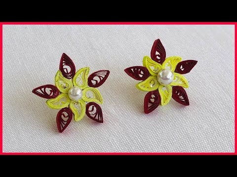How To Make Quilling Stud Earrings At Home | Quilling Stud Earrings ...