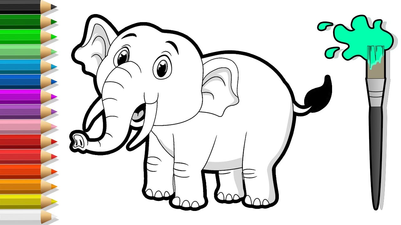 MENGGAMBAR MELUKIS DAN MEWARNAI HEWAN GAJAH | ELEPHANT | #8 - YouTube