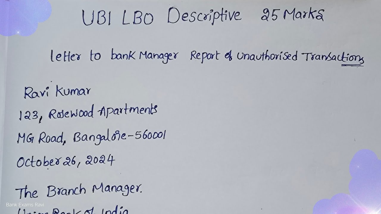 UBI LBO Letter 💌 Writing 2024 ( 150 words ) |How to prepare a letter in ...