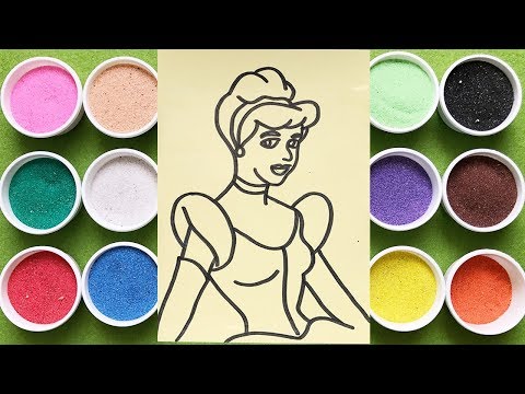 TÔ MÀU TRANH CÁT CÔNG CHÚA LỌ LEM, Sand Painting Cinderella princess (Chim Xinh)