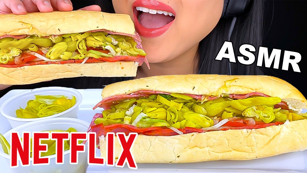 ASMR ITALIAN SANDWICH - NETFLIX & CHILL! Eating Sounds (Eating Show ...