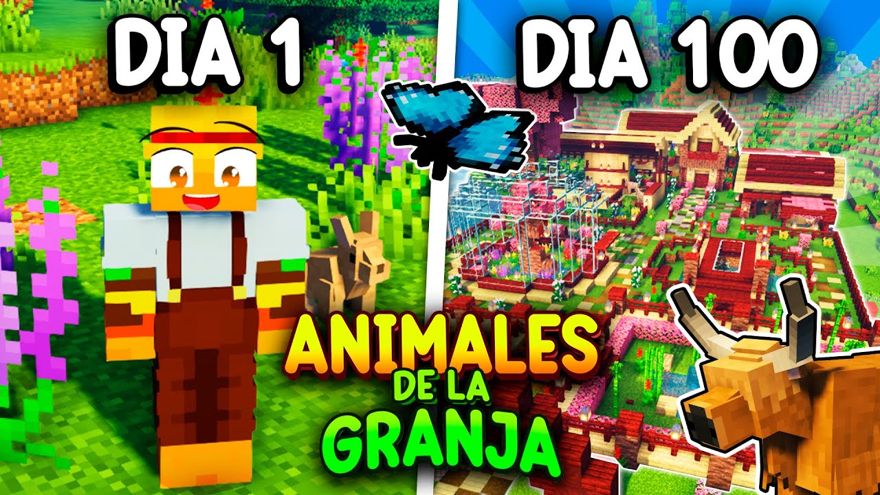 Pasé 100 DÍAS Construyendo un ZOOLÓGICO con ANIMALES de la GRANJA en MINECRAFT 🐮🐷 - YouTube