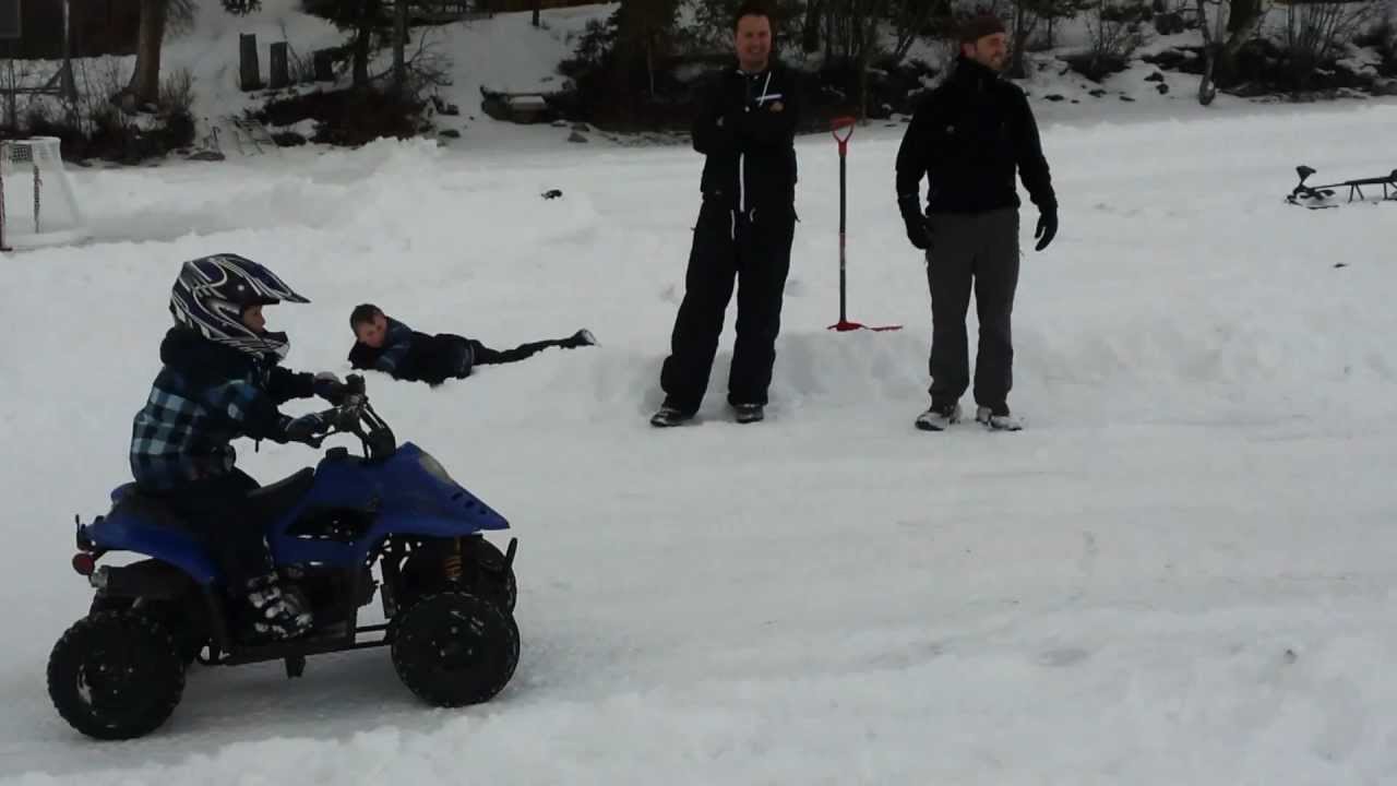 Kids ATV Ice Racing Ashley Lake 2012 - YouTube
