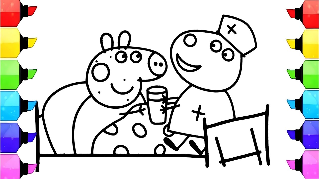 Sick Peppa Pig Taking Medicine Drawing Easy, Peppa Pig Drawing, Peppa ...