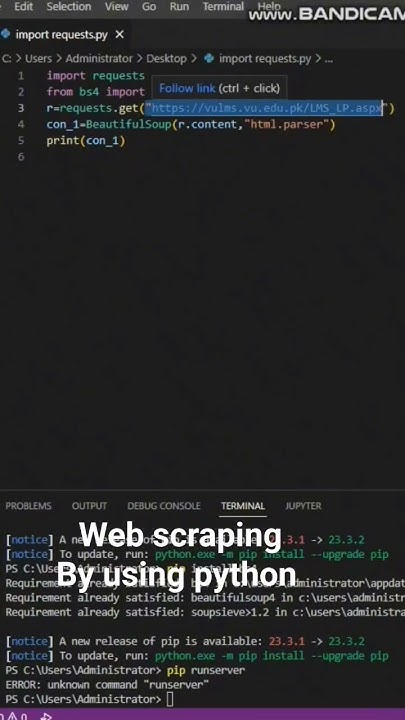 web scraping #coding #python3 #codinglove #pythonsofig #codinglover #codinglife - YouTube