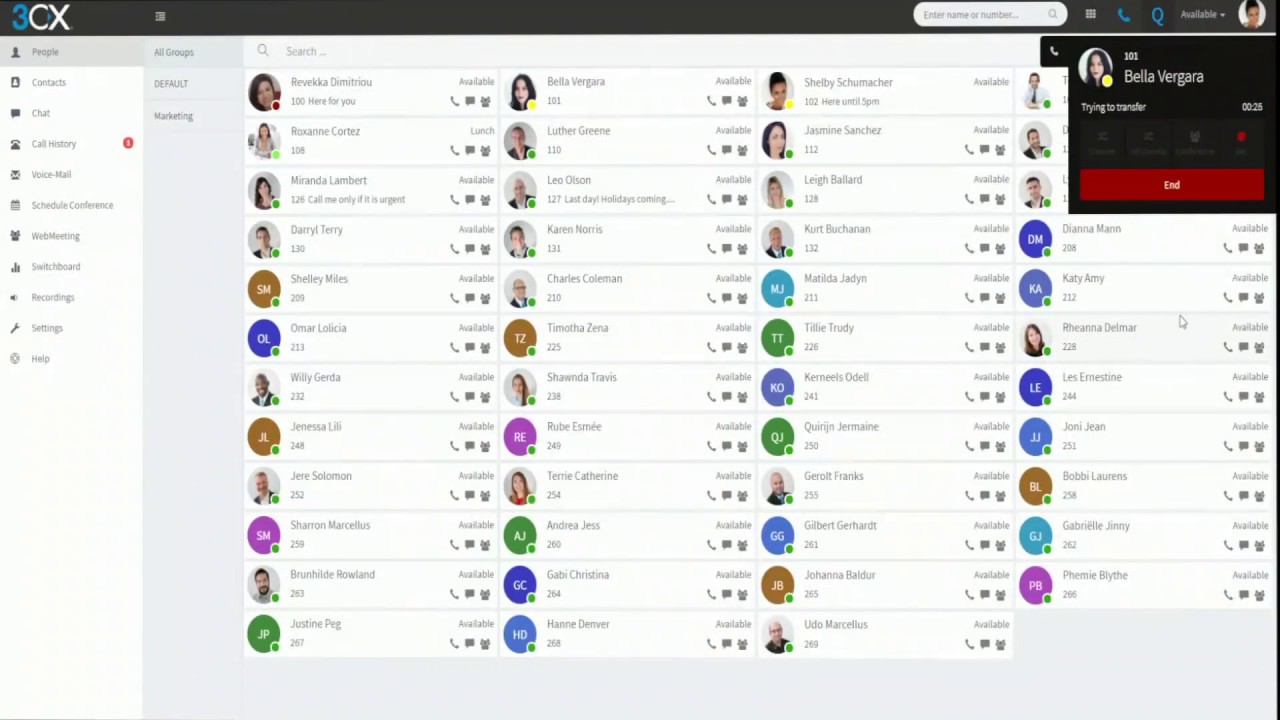 Transferring a call with the 3CX Web Client - YouTube