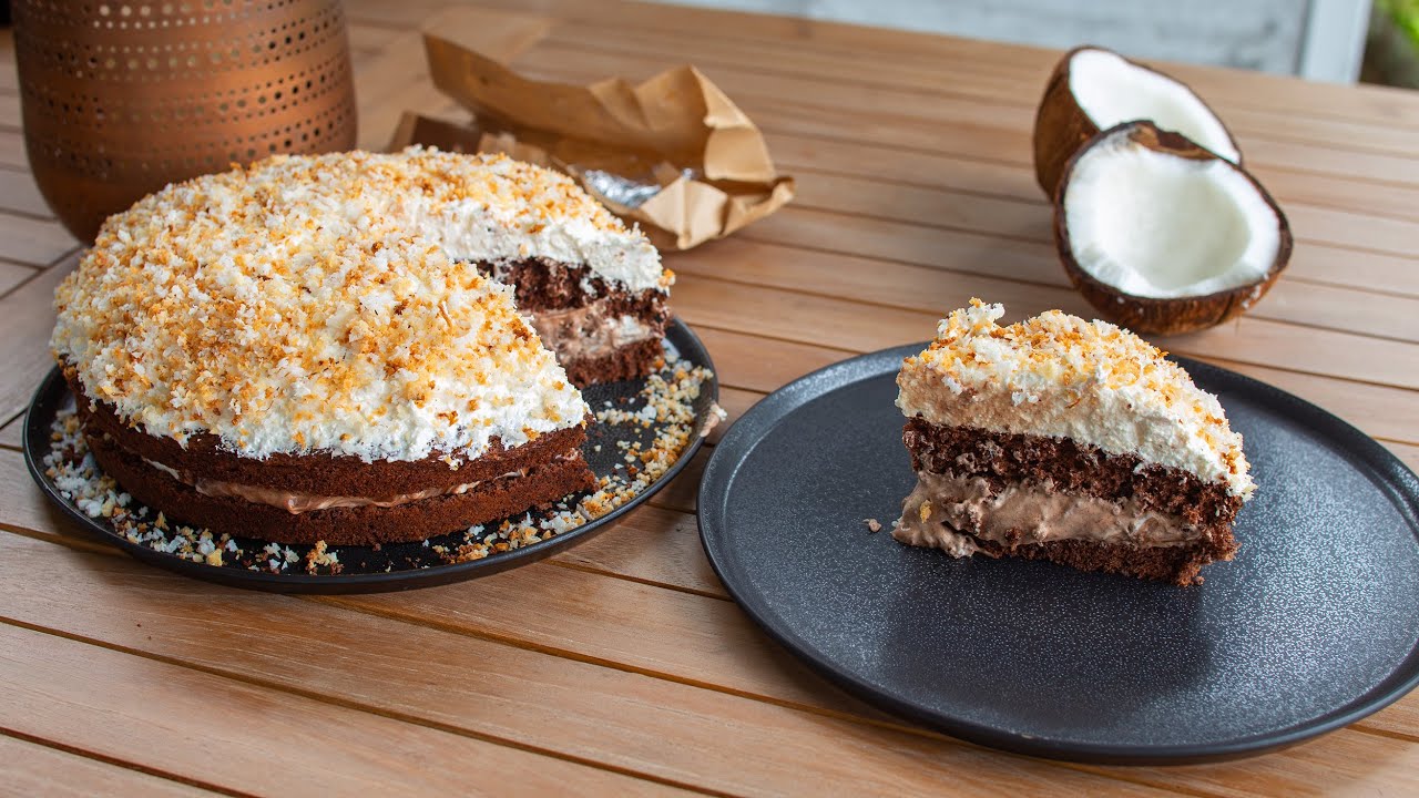 Gâteau tahitien "léger" - Choco et coco goût bounty - YouTube