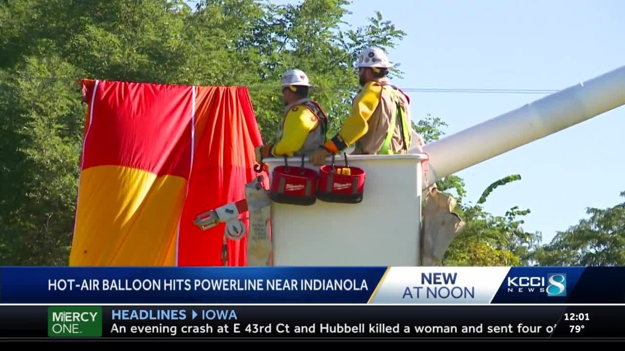Hot air balloon gets tangled in power lines south of Indianola (noon ...