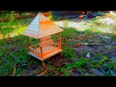 DIY // pos ronda ide kreatif cara membuat miniatur pos ronda dari stik ...