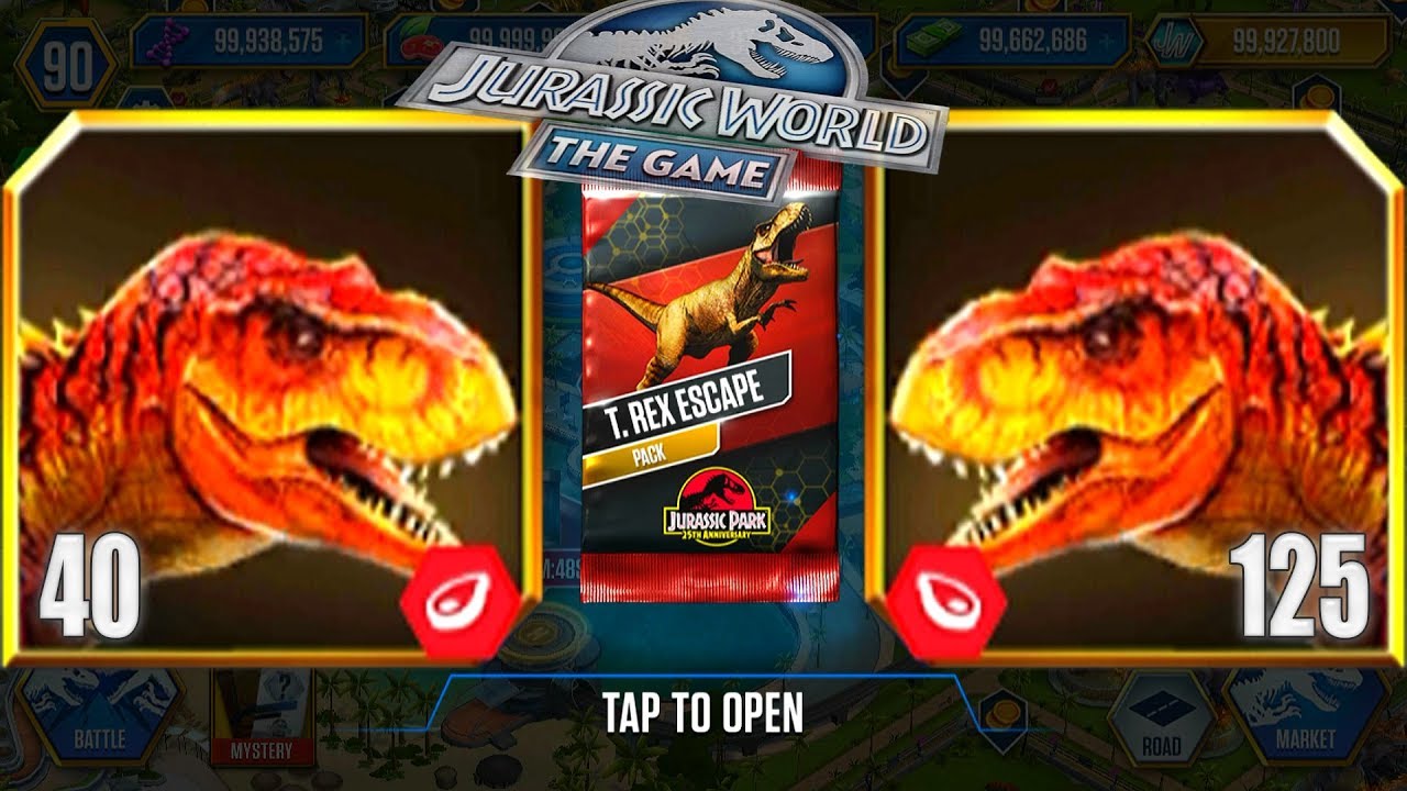 T. REX 40 vs T. REX 125 - T. REX ESCAPE PACK | JURASSIC WORLD THE GAME ...