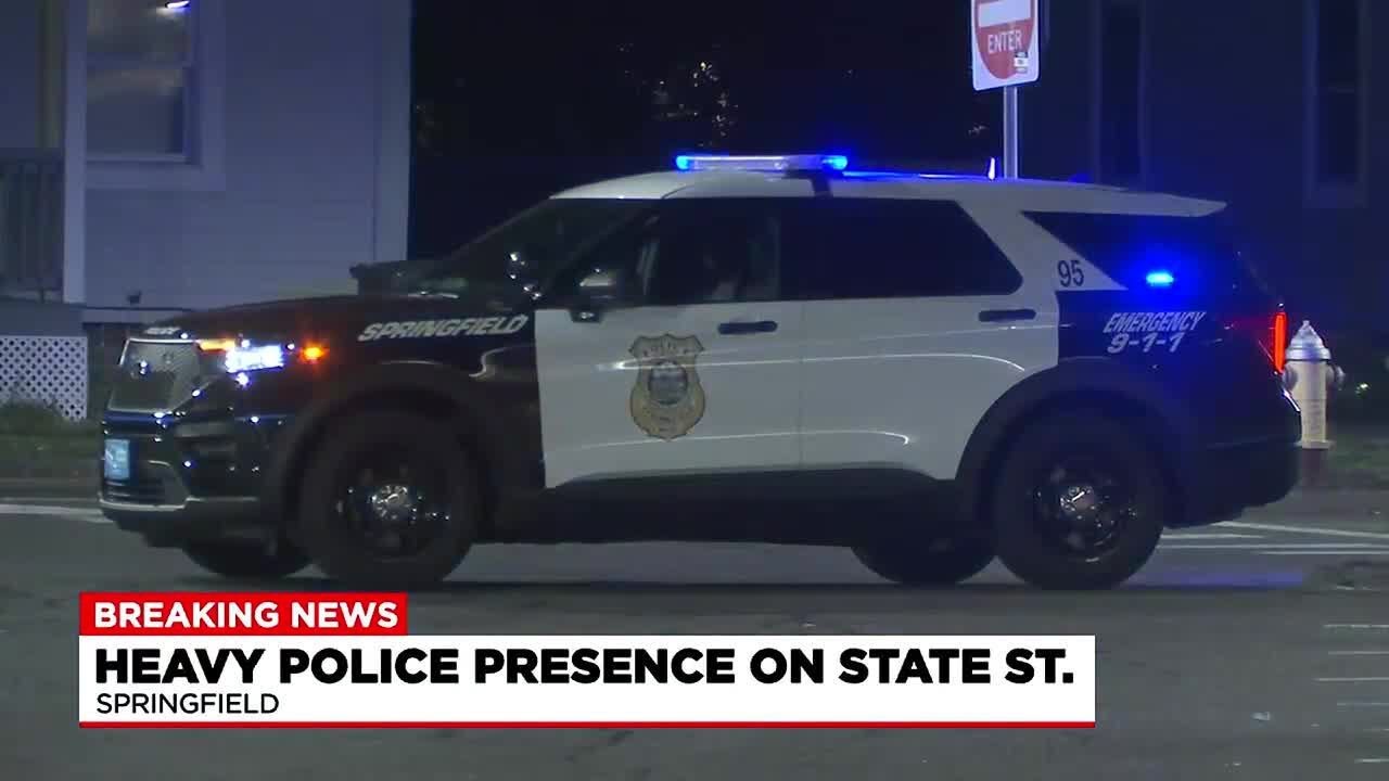 Heavy police presence on State Street in Springfield; police cruiser ...