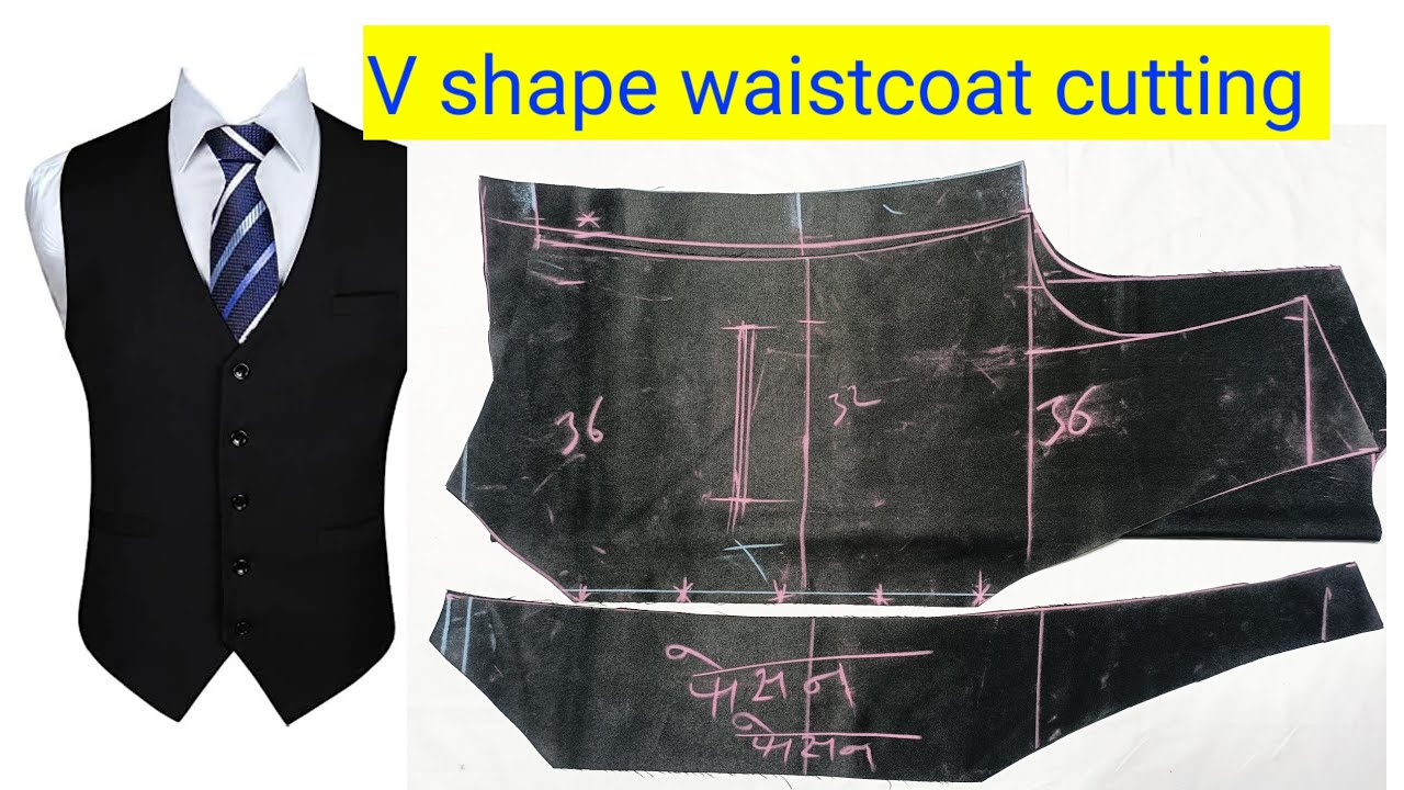 V shape waistcoat कटिंग karna sikhen step by step | How to cut V shape ...