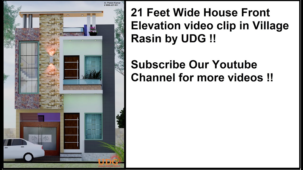 House Front Elevation ! 21 Feet Wide Front ! Village Rasin, Karnal by ...