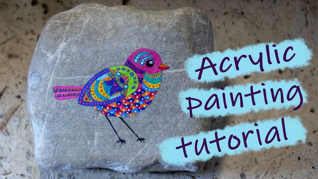 Bird 🐦 Acrylic painting tutorial. Step by step. Easy paint tutorial # ...