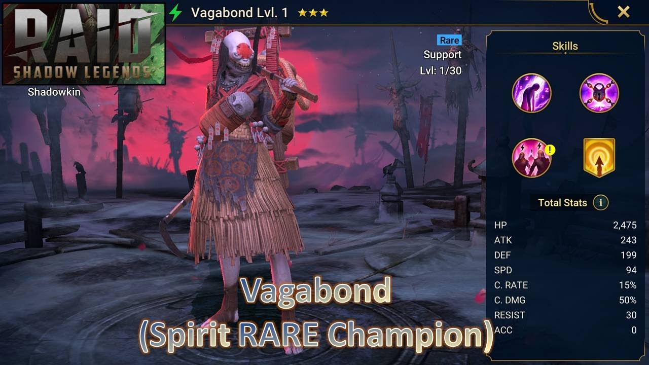 RAID: Shadow Legends - Unlocking Vagabond (SPIRIT RARE Champion) - YouTube