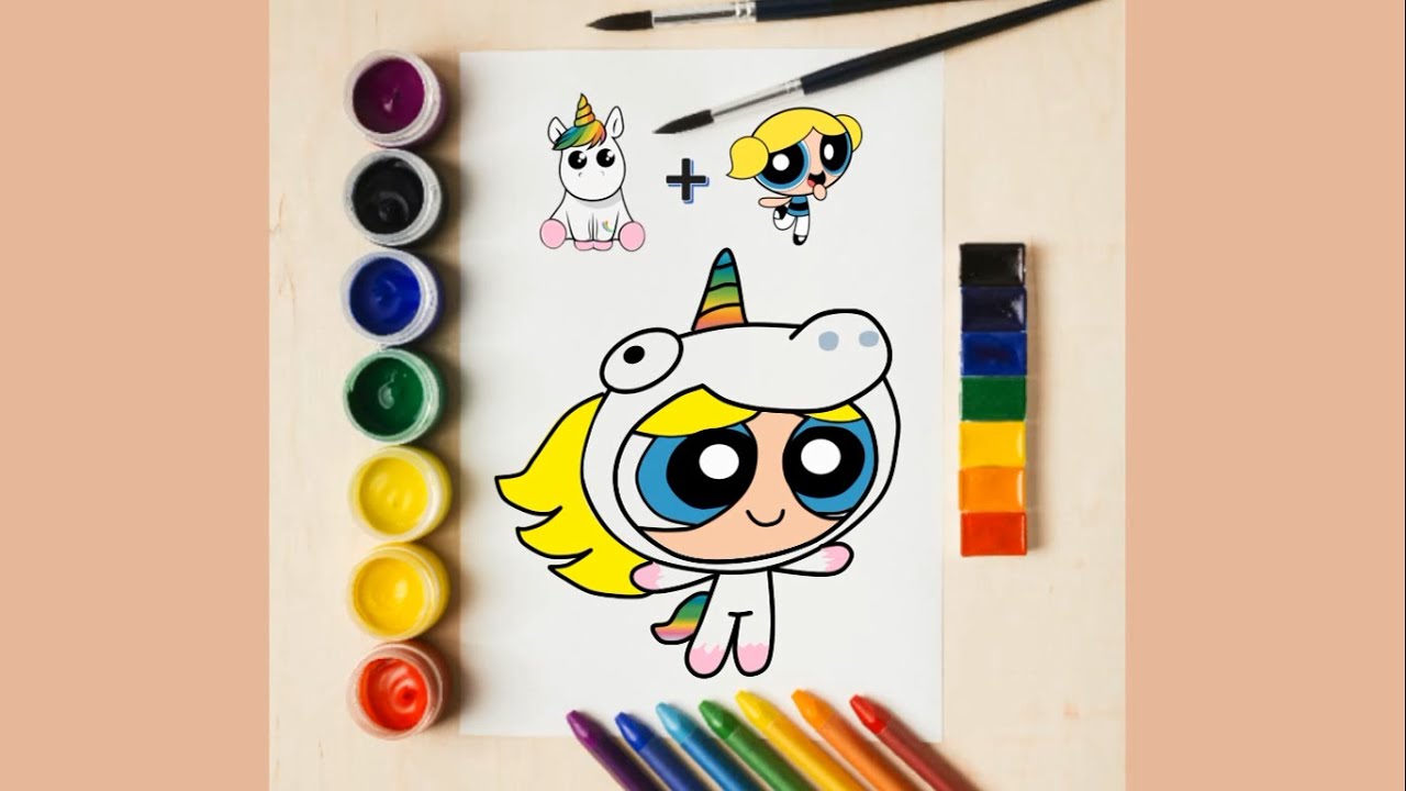 How to Draw Unicorn Plus The Powerpuff Girl - YouTube