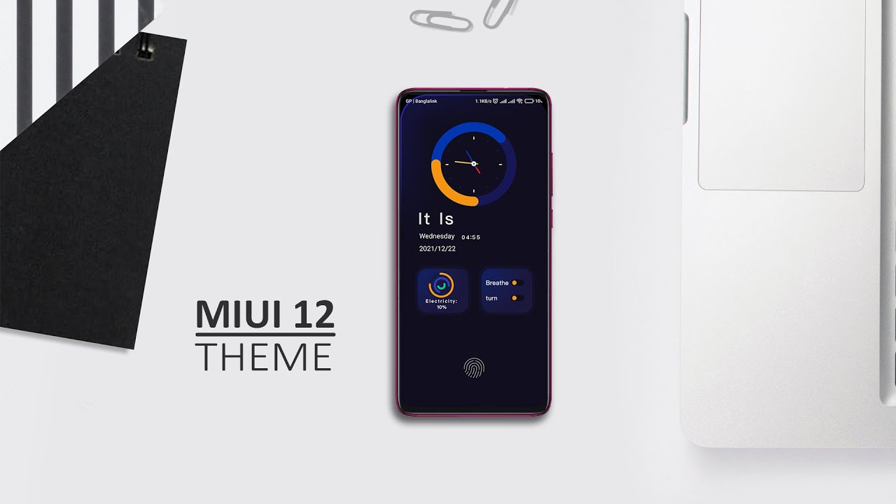 Latest MIUI 12 Theme Simple and Clean Dark MIUI 12 Theme With Analog ...
