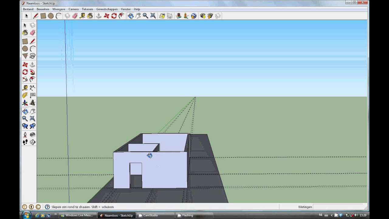 sketchup tekenen van een huis les 2 hal en deur - YouTube