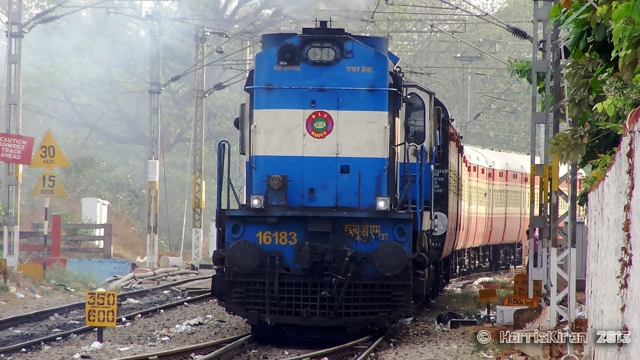 RAIPUR WDM3A RAJDHANI DEMU RAKES - YouTube