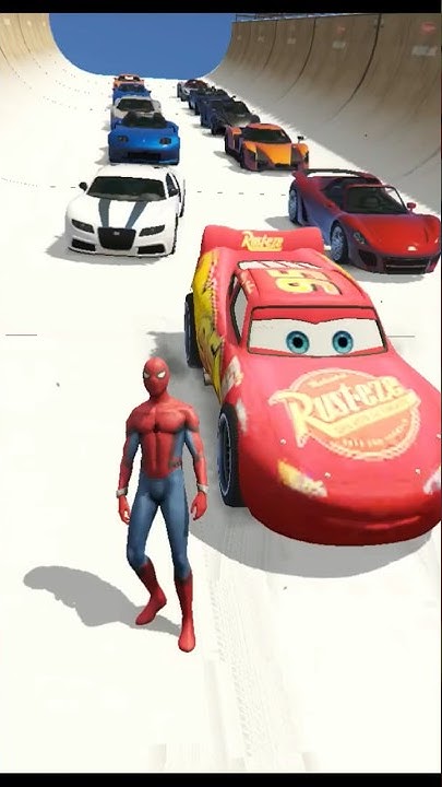 GTA 5 Epic Ragdolls Lightning McQueen Vertical Mega Ramp Challenge ...