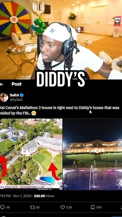 Kai Cenat Finds Out That His Mafiathon 2 House Is Next To Diddy's House That Got Raided 😭 - YouTube