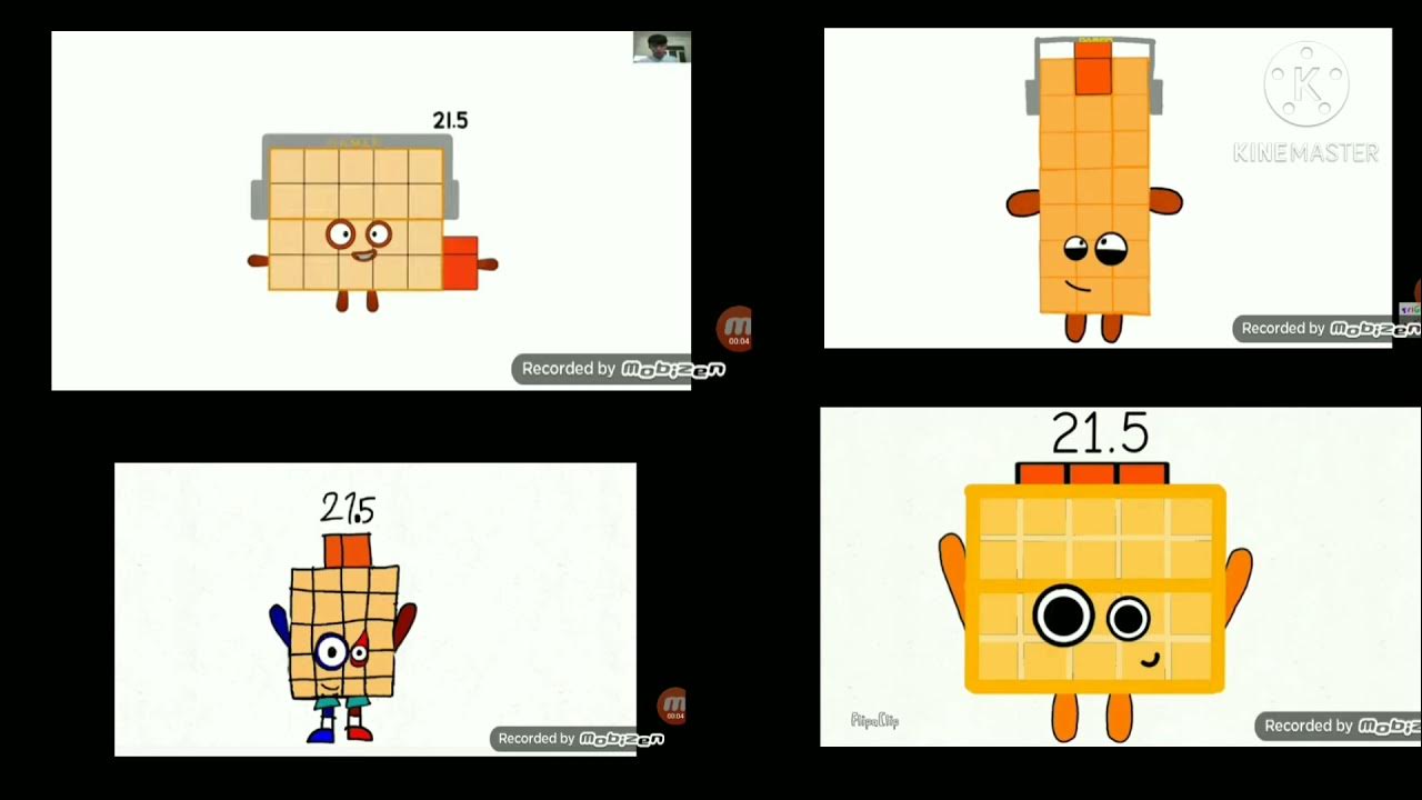 Numberblocks band halves 21.5 to 40.5 4 combined many - YouTube