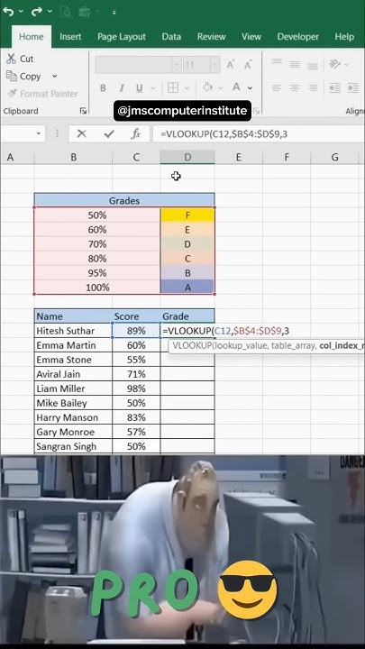 give grade automaticly, it's worked? #exceltips #exceltricks #exceltutorial #spreadsheet - YouTube