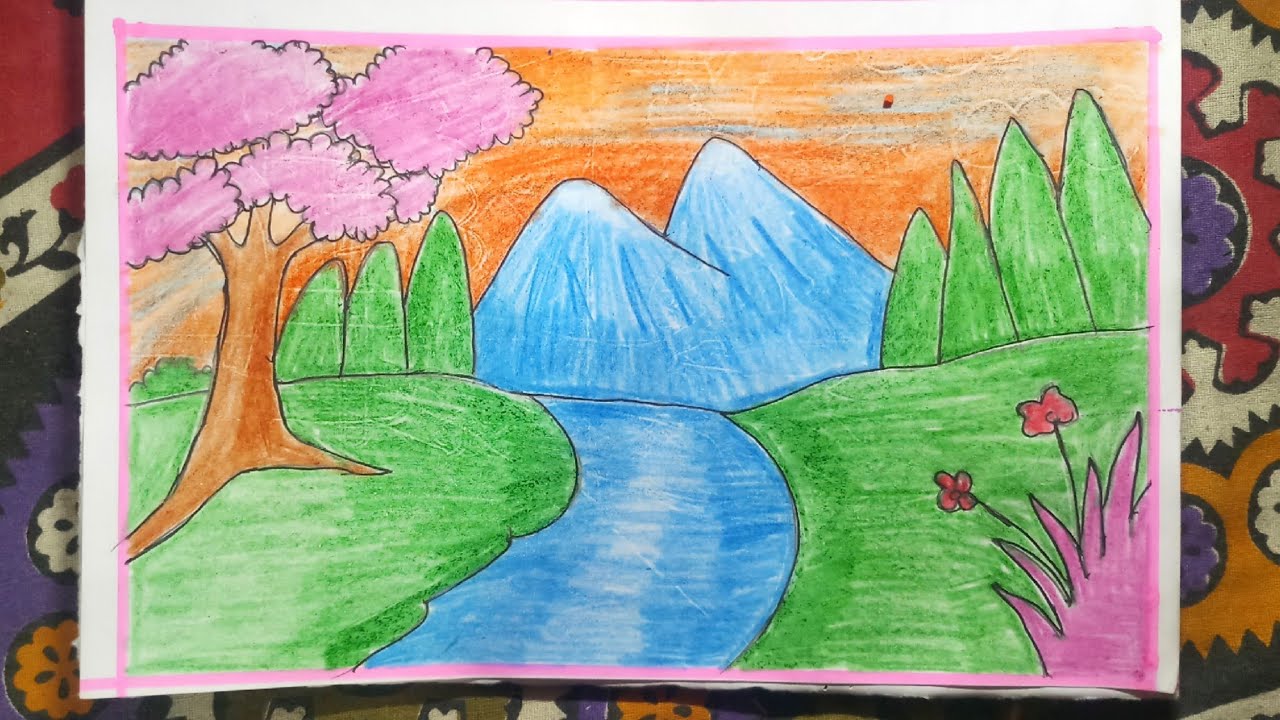 beautiful view drawing 😍😍😍 nature - YouTube