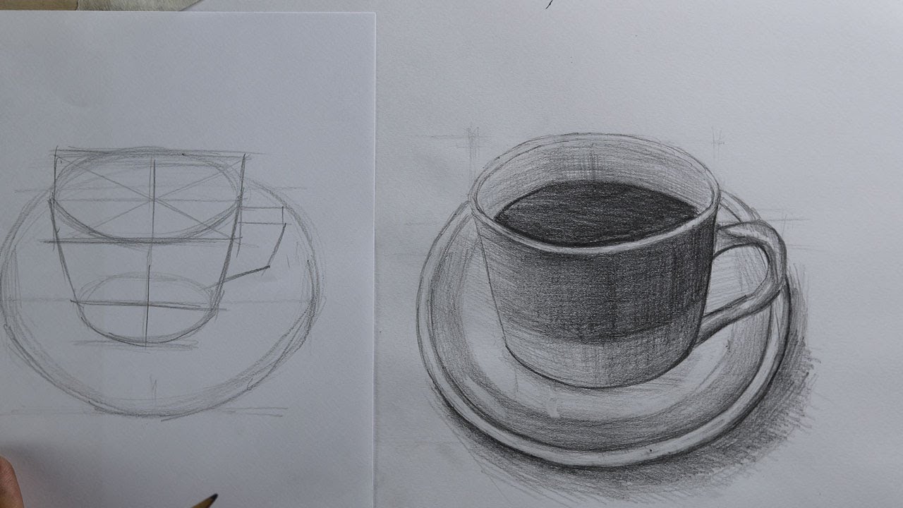How to draw cup of coffee for beginner step by step / Drawing / #16 ...