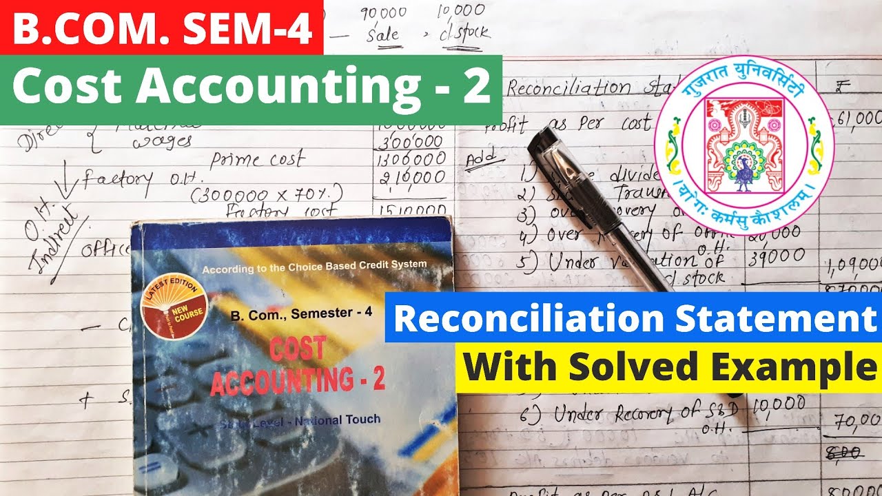 Reconciliation Statement with Solved Example Cost Accounting 2 B.Com ...