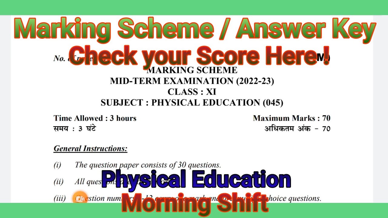 CLASS 11 | Physical Education ANSWER KEY Morning Shift | Mid Term Exam ...