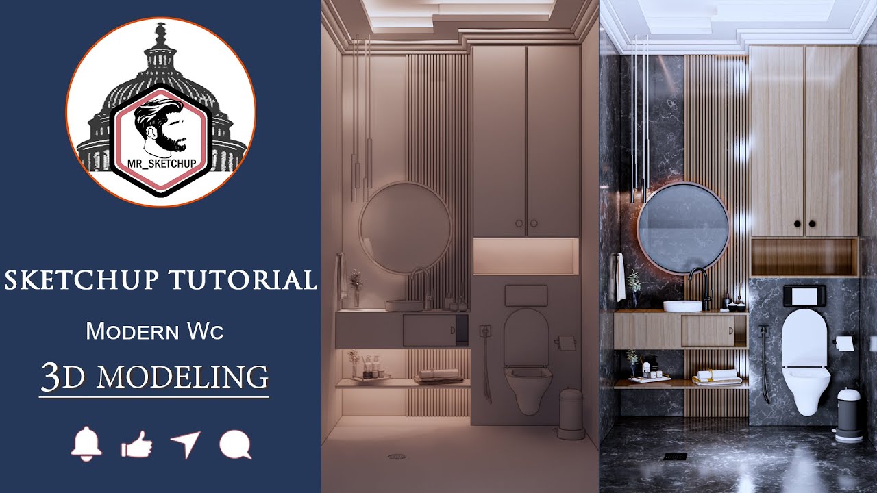 Sketchup tutorial | How to Design a Modern wc | modern Wc in Sketchup ...
