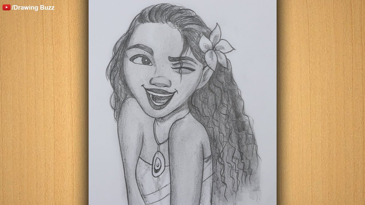 How to Draw Moana step by step || Pencil sketch || bir kız nasıl ...