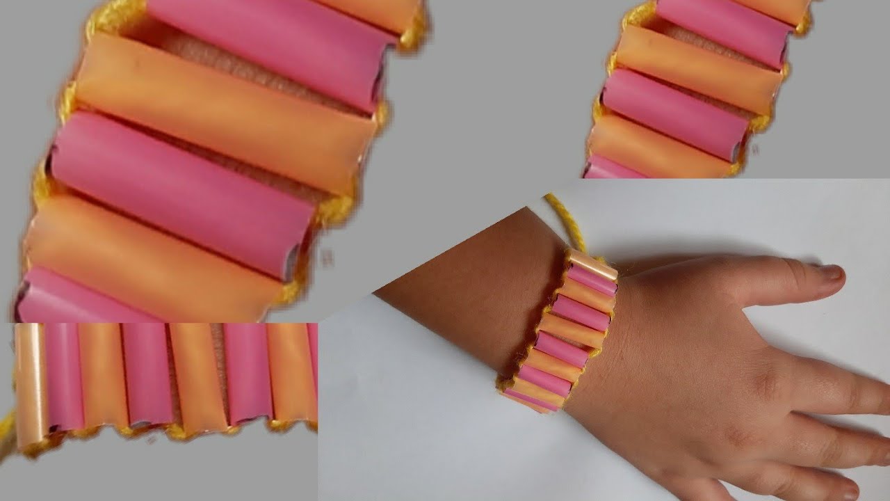 Como hacer una manilla con pitillo (muy fácil y rápido) - YouTube