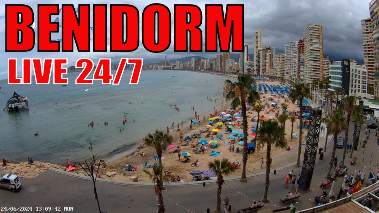 Benidorm Live Beach Cam 🇪🇸 Streamed 24th June 2024 (2) - YouTube