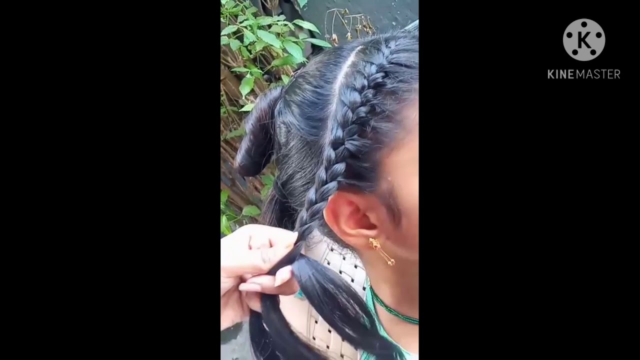 French braid with puff - YouTube