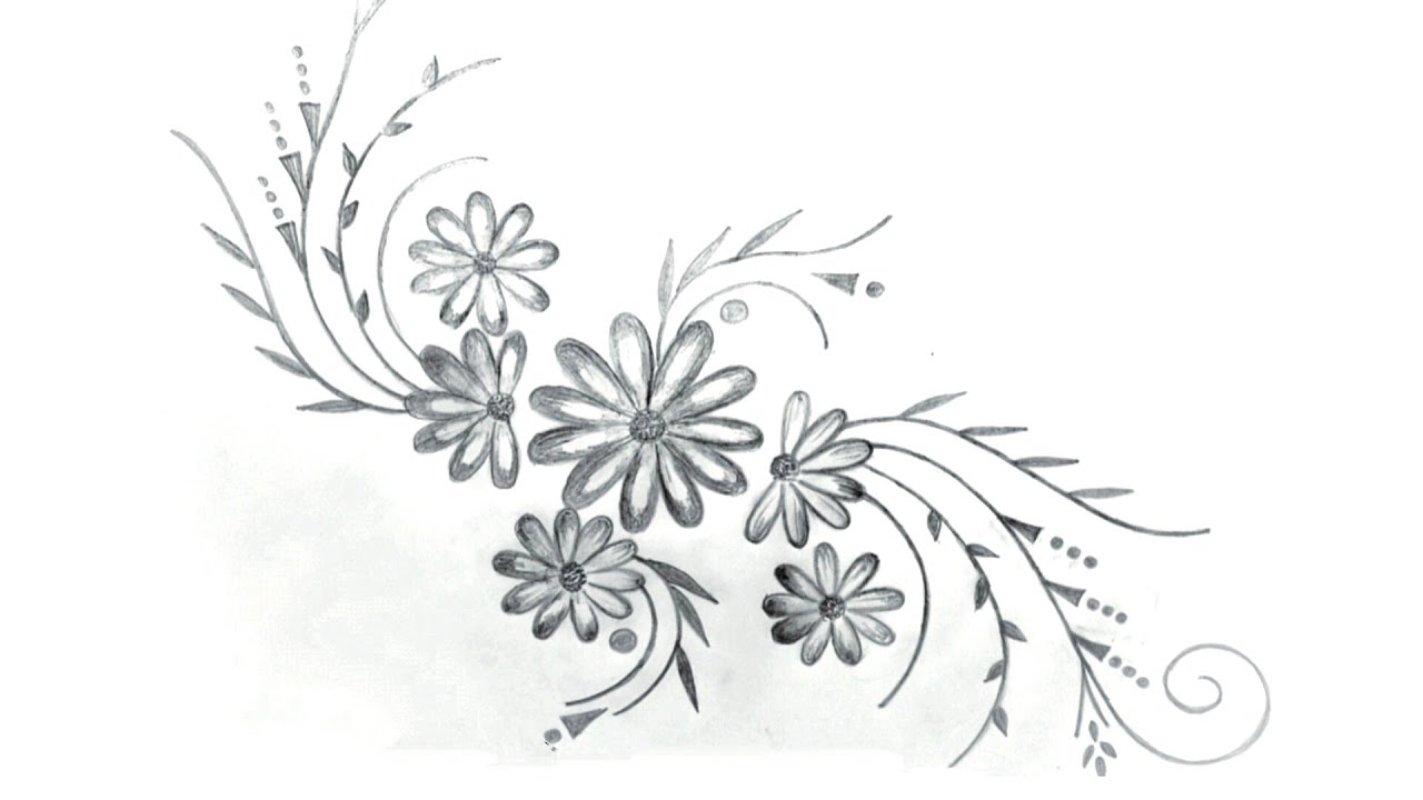 Very easy table cloth design|How to draw pillow cover|Beautiful flower ...