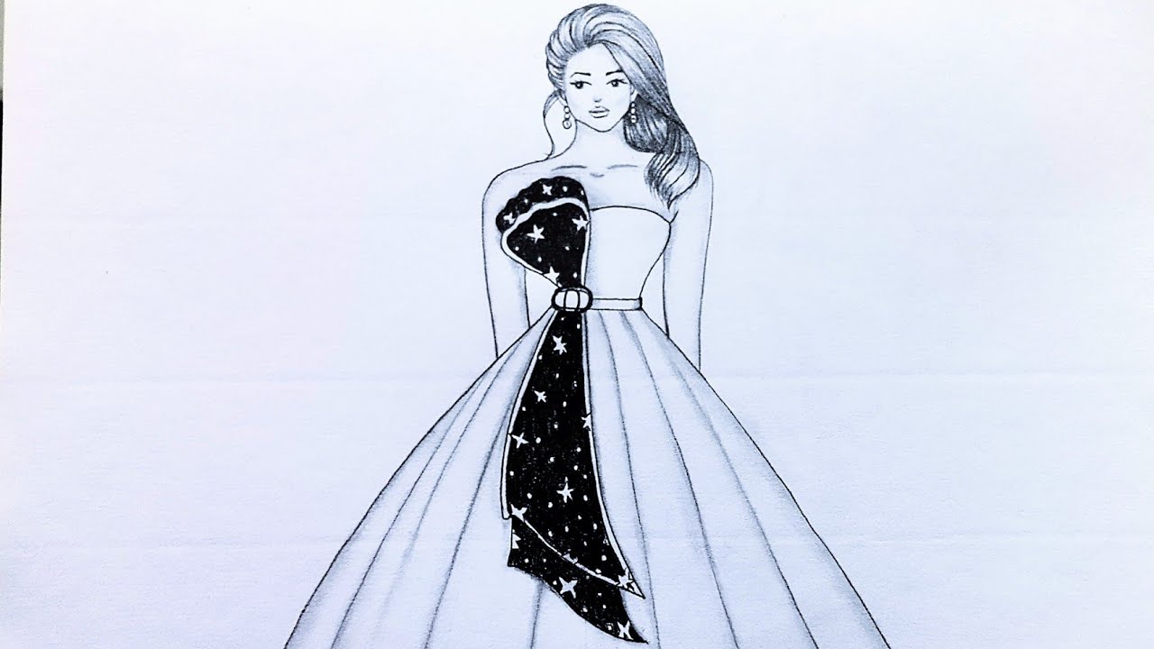 How to draw fashion Girl step by step || Fashion girl drawing | dress ...